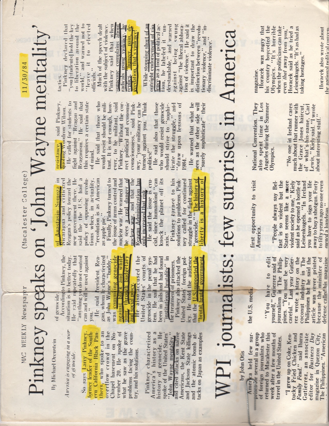 Pinkney speaks on ‘John Wayne mentality’ | Larry Pinkney Archives